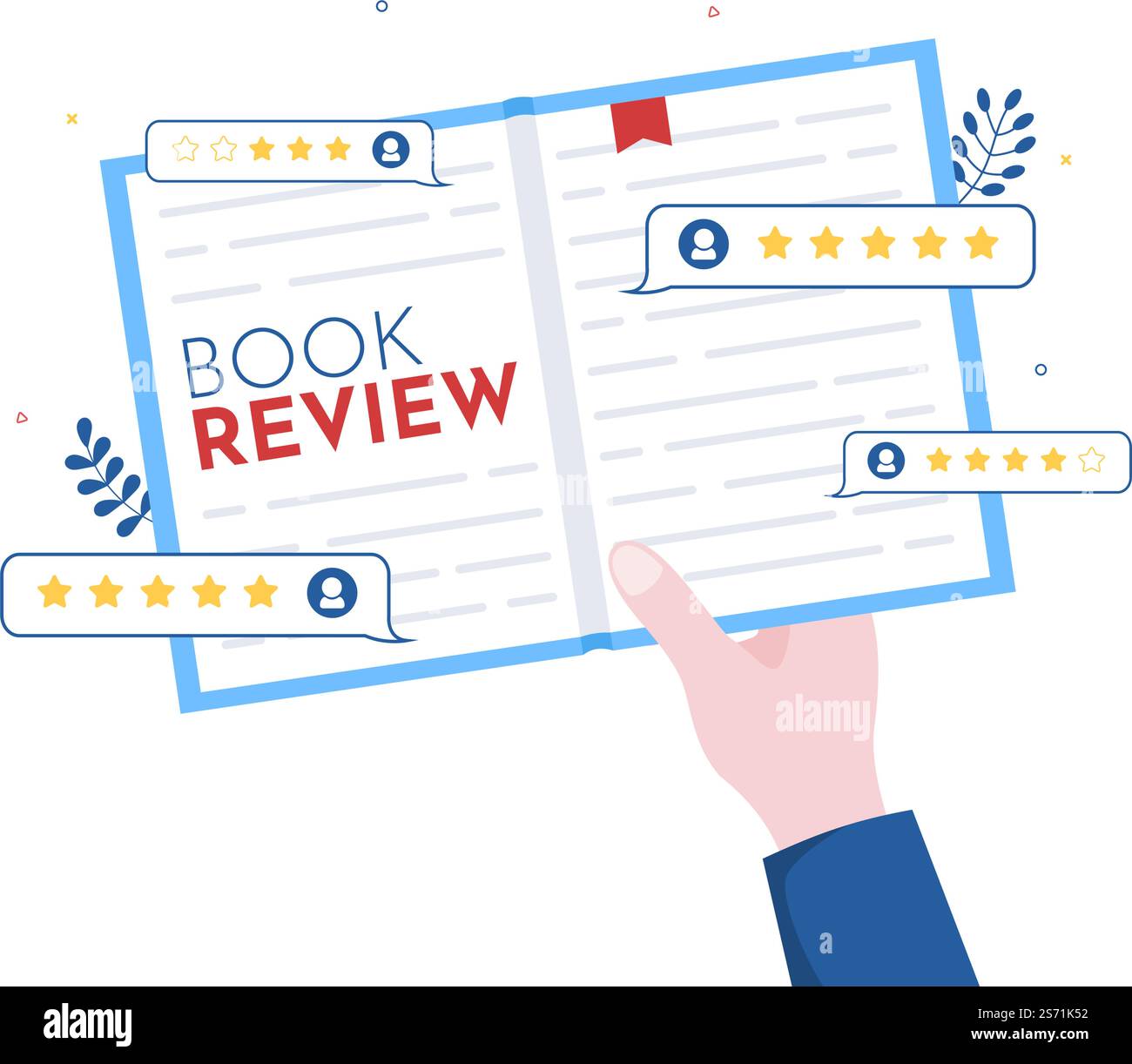 Book Review Template Hand Drawn Cartoon Flat Illustration with Reader ...