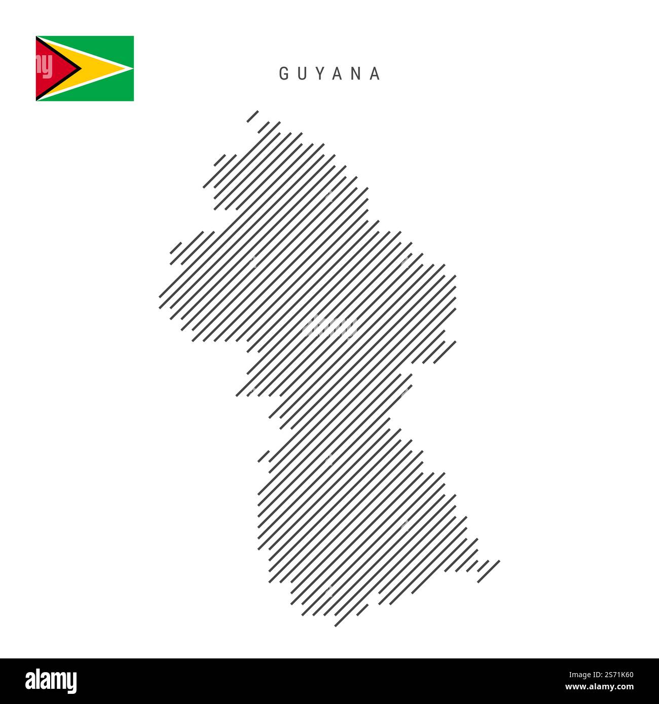Guyana map from pattern of black slanted parallel lines. Guyanese map ...