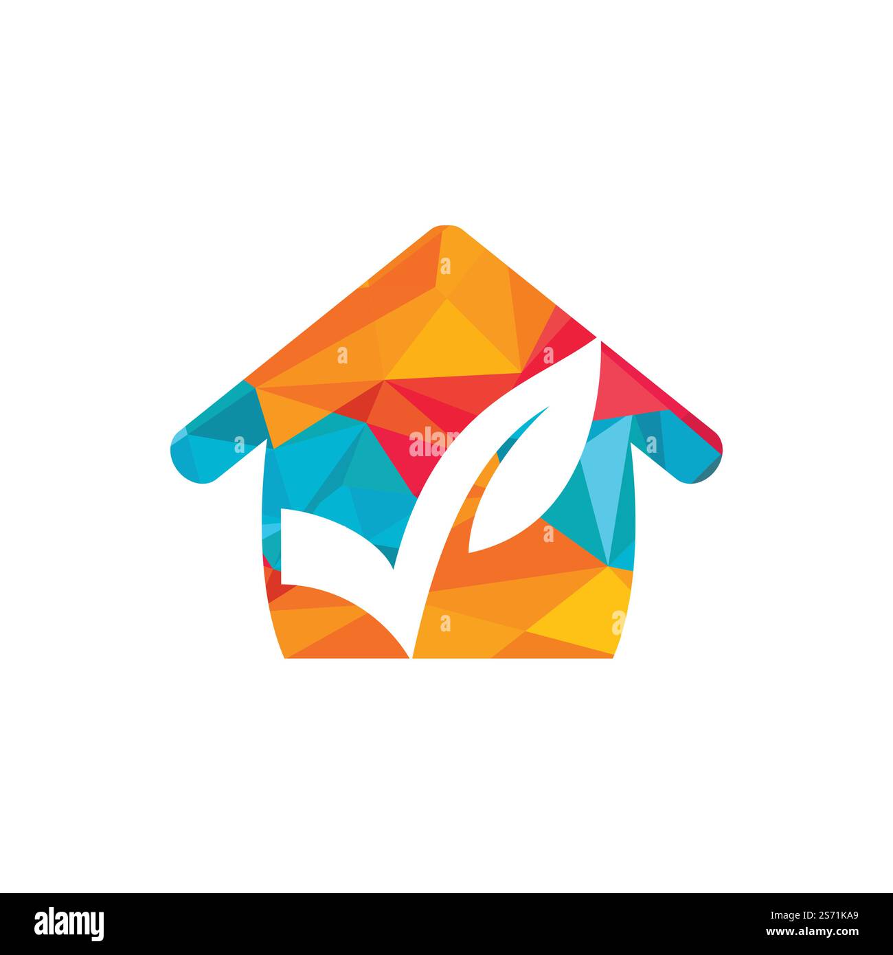 Organic check logo template illustration. Check leaf with home icon ...