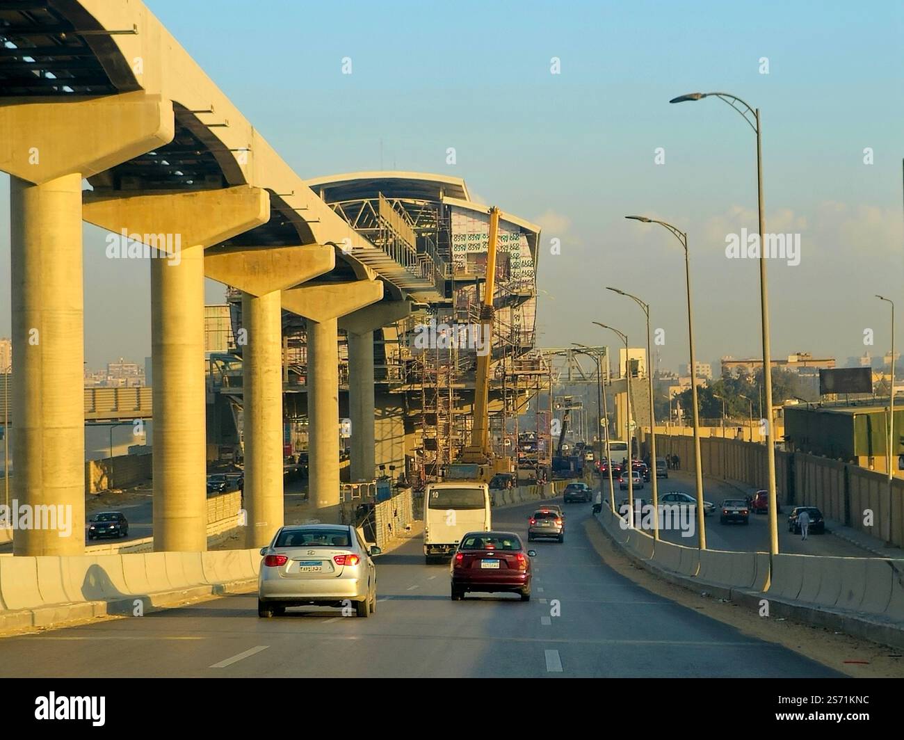 Cairo, Egypt, December 31 2024: East Nile Cairo monorail station site ...