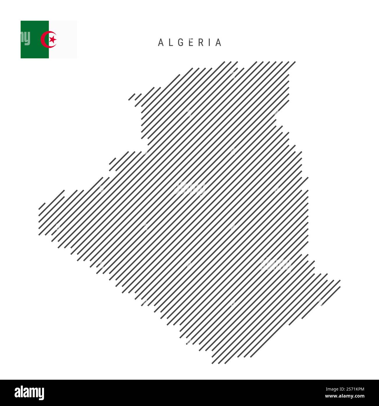 Algeria map from pattern of black slanted parallel lines. Algerian map ...