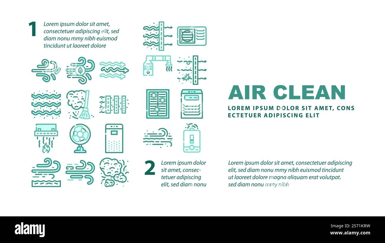 air clean flow freash wind filter landing web page header vector ...