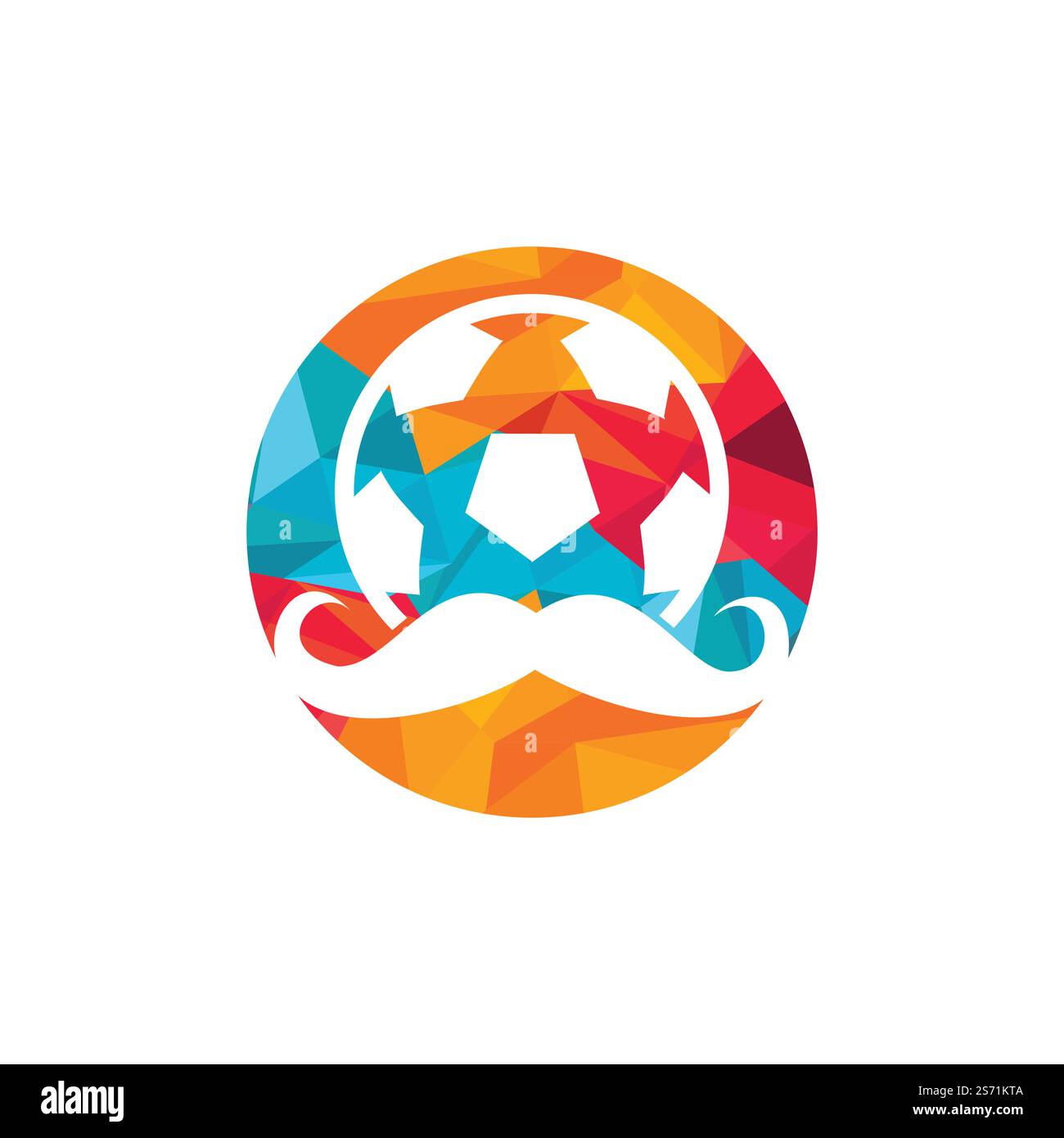 Strong soccer vector logo design. Moustache and soccer ball vector icon ...