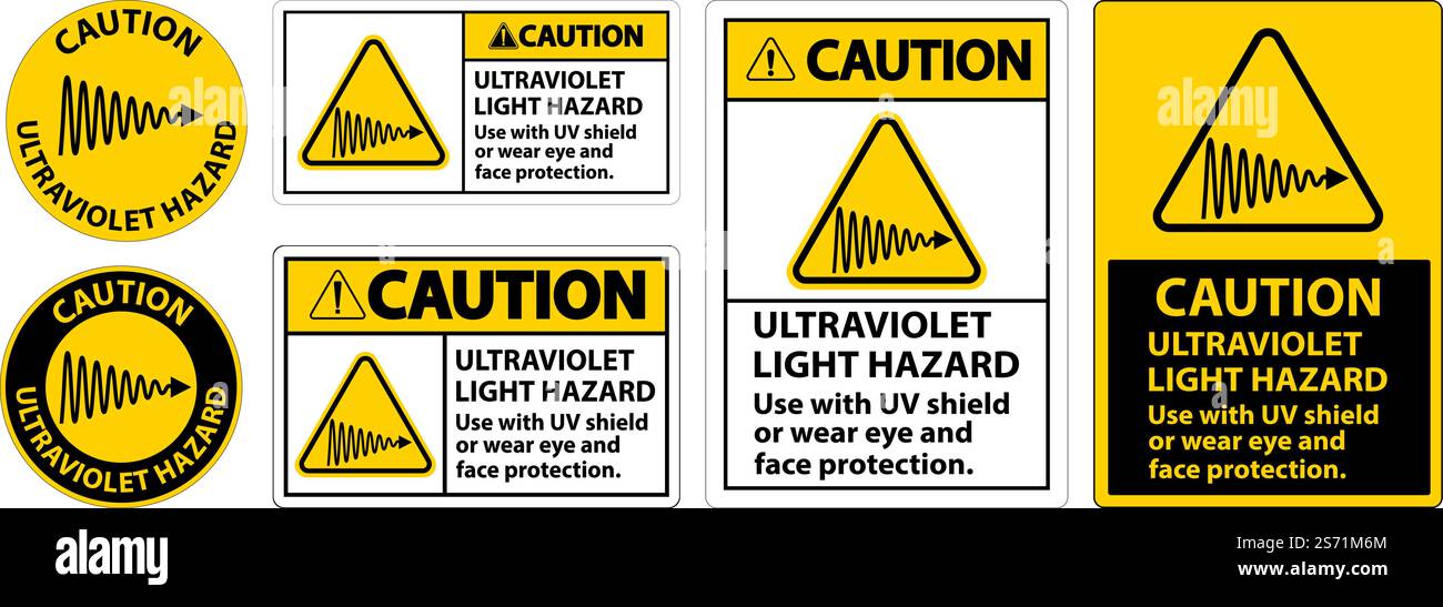 Caution Ultraviolet Light Hazard Label On White Background Stock Vector ...