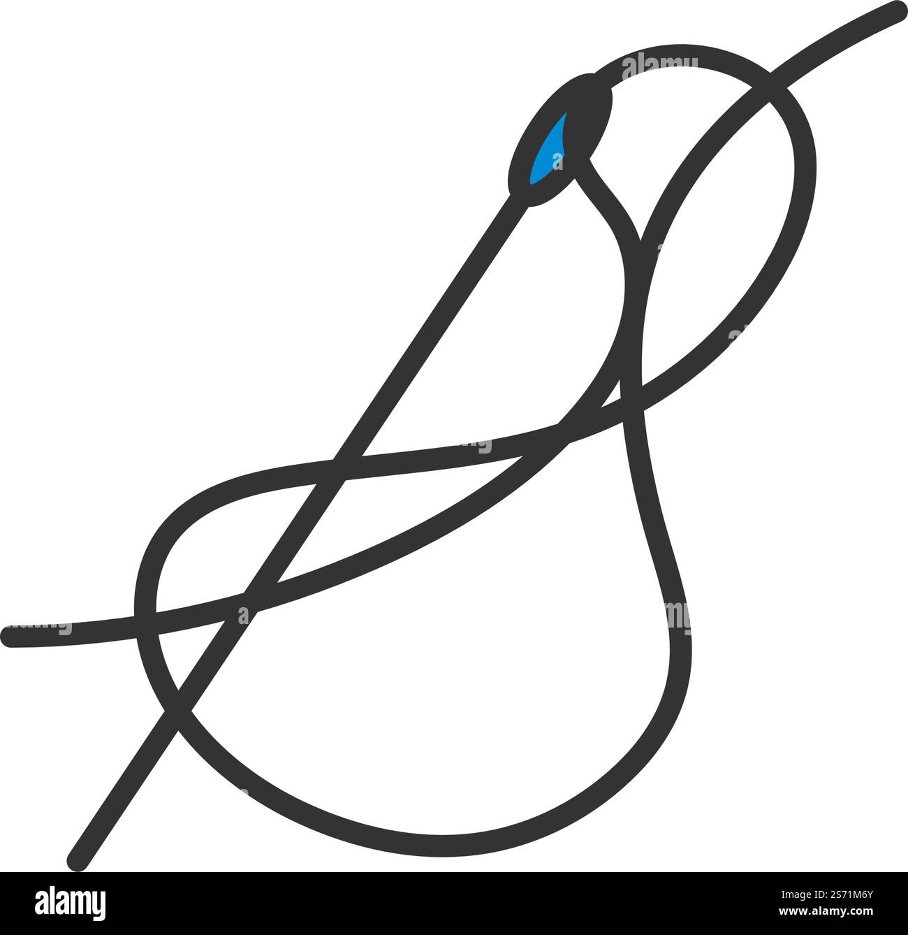 Sewing Needle With Thread Icon. Editable Bold Outline With Color Fill ...