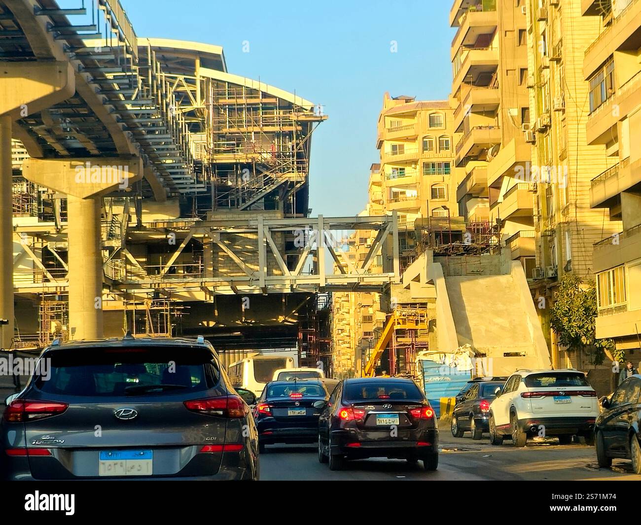 Cairo, Egypt, December 31 2024: East Nile Cairo monorail station site ...