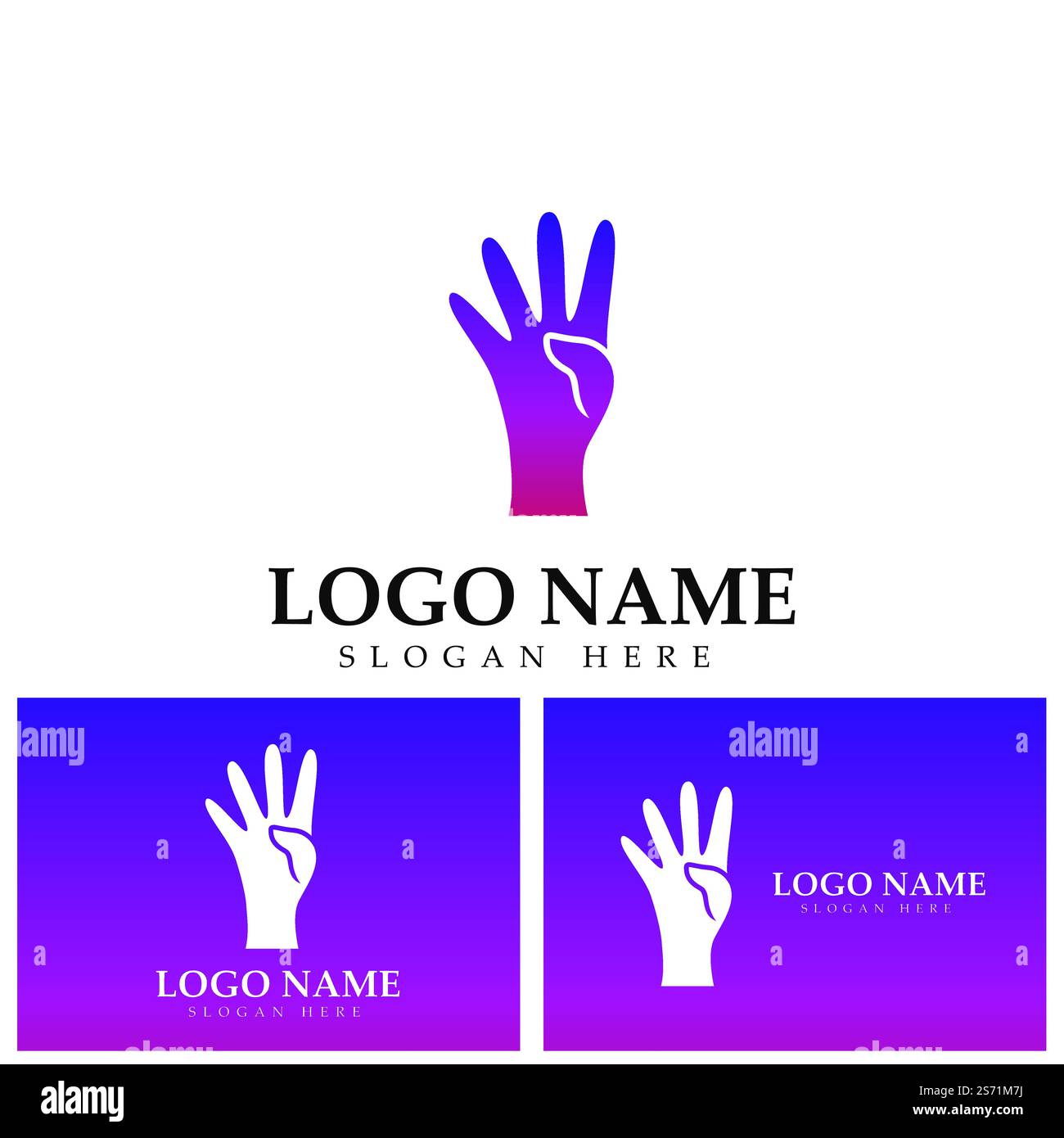 four finger hand gesture logo vector icon Stock Vector Image & Art - Alamy