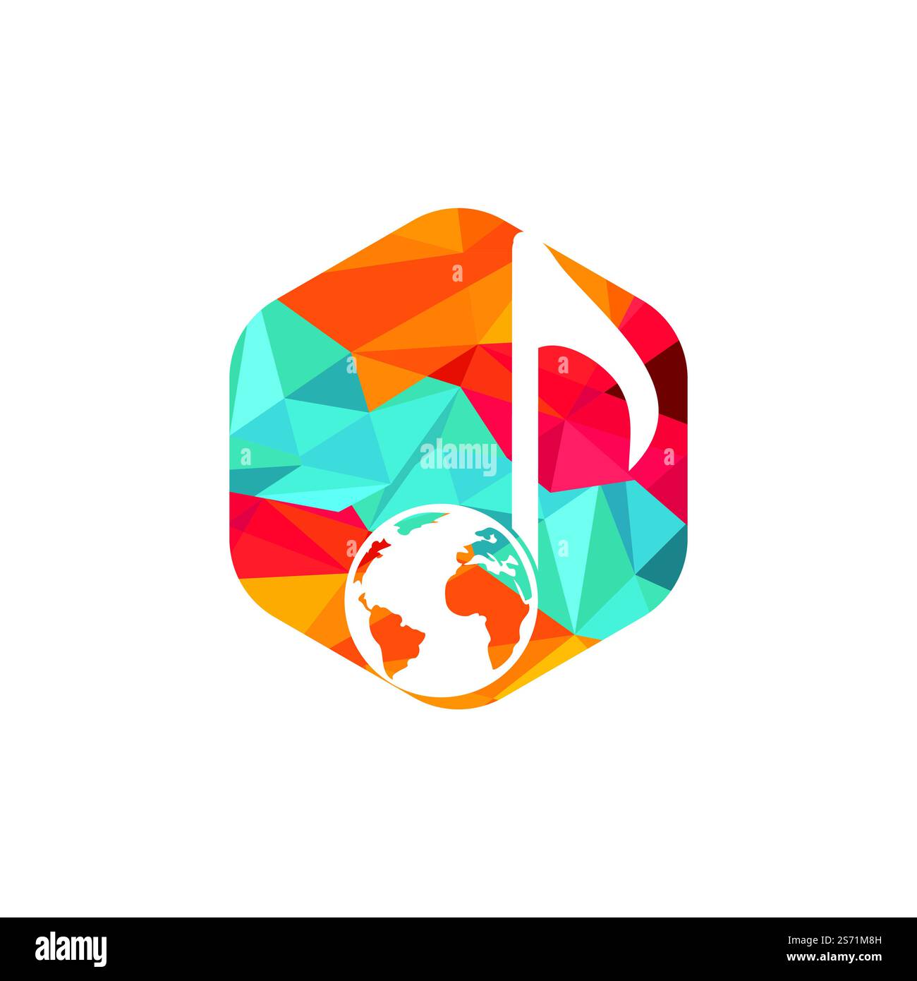 Globe and music note icon logo design. Vector illustration icon with ...