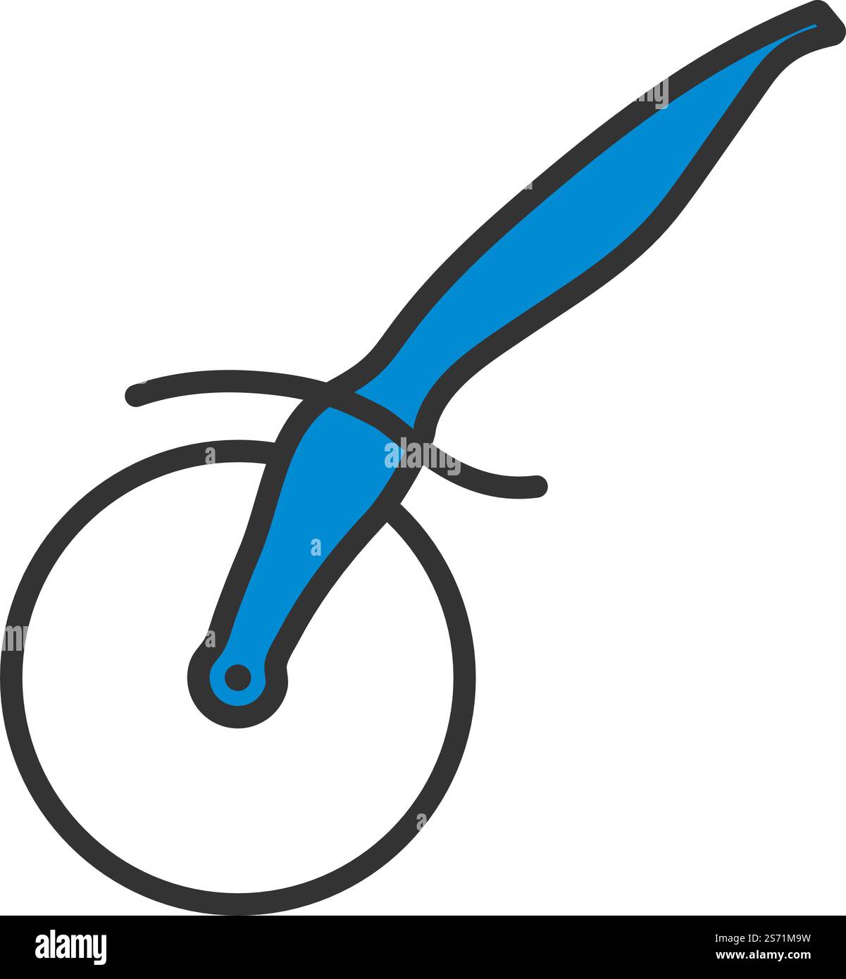 Pizza Roll Knife Icon. Editable Bold Outline With Color Fill Design ...