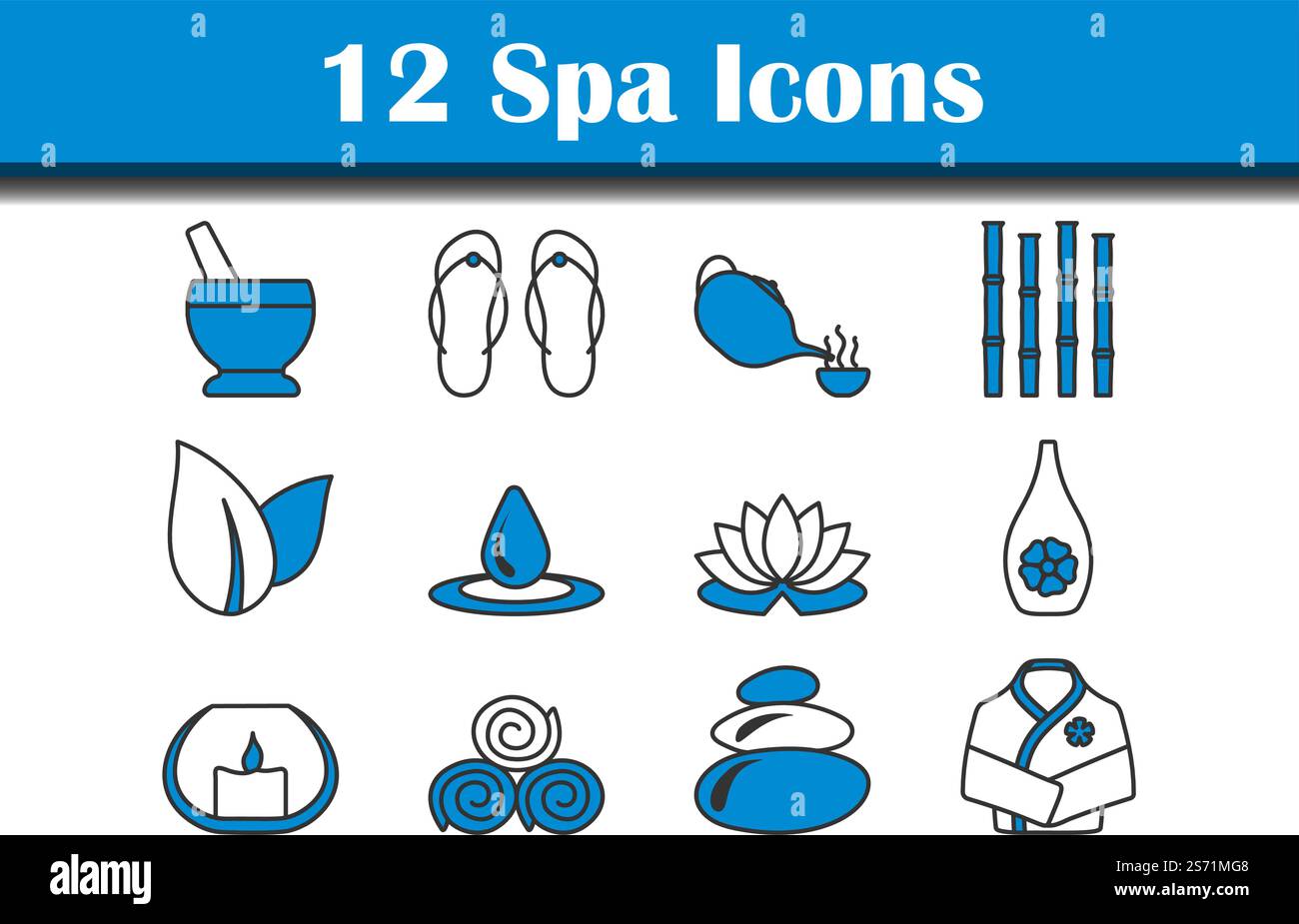 Spa Icon Set. Editable Bold Outline With Color Fill Design. Vector ...