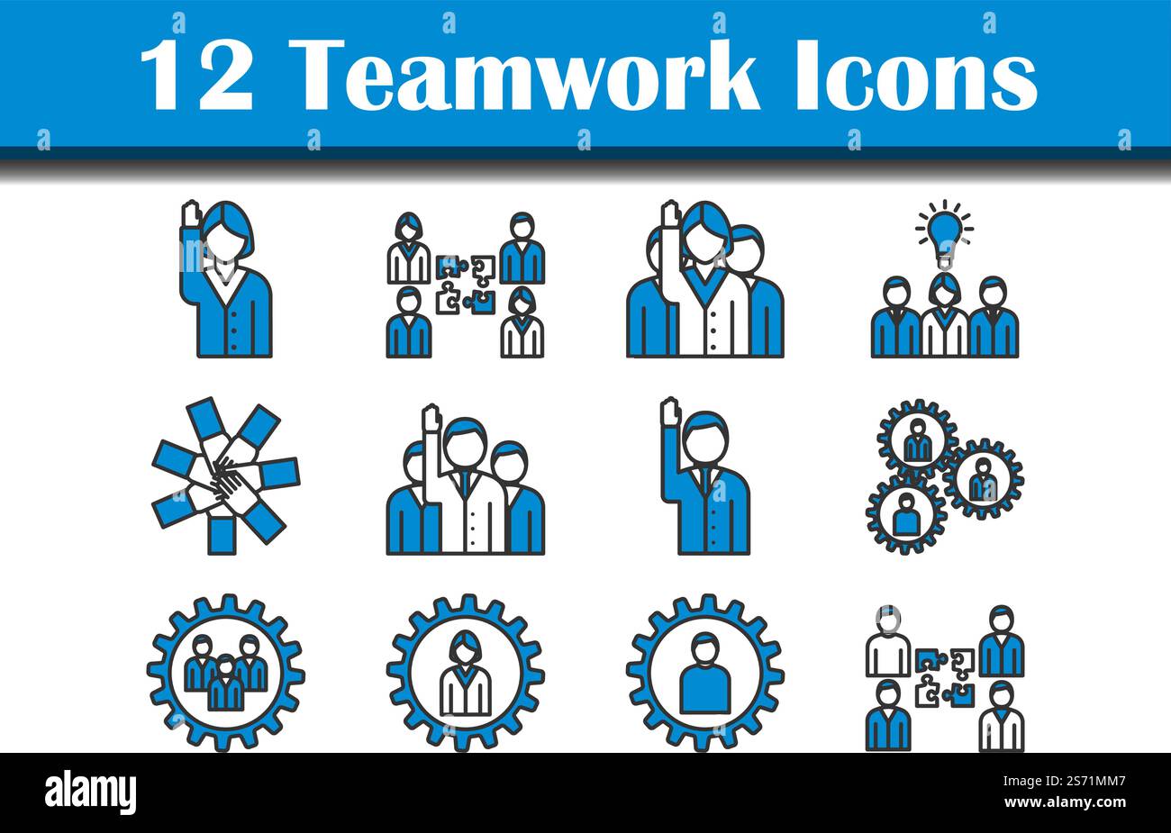 Teamwork Icon Set. Editable Bold Outline With Color Fill Design. Vector Illustration Stock ...