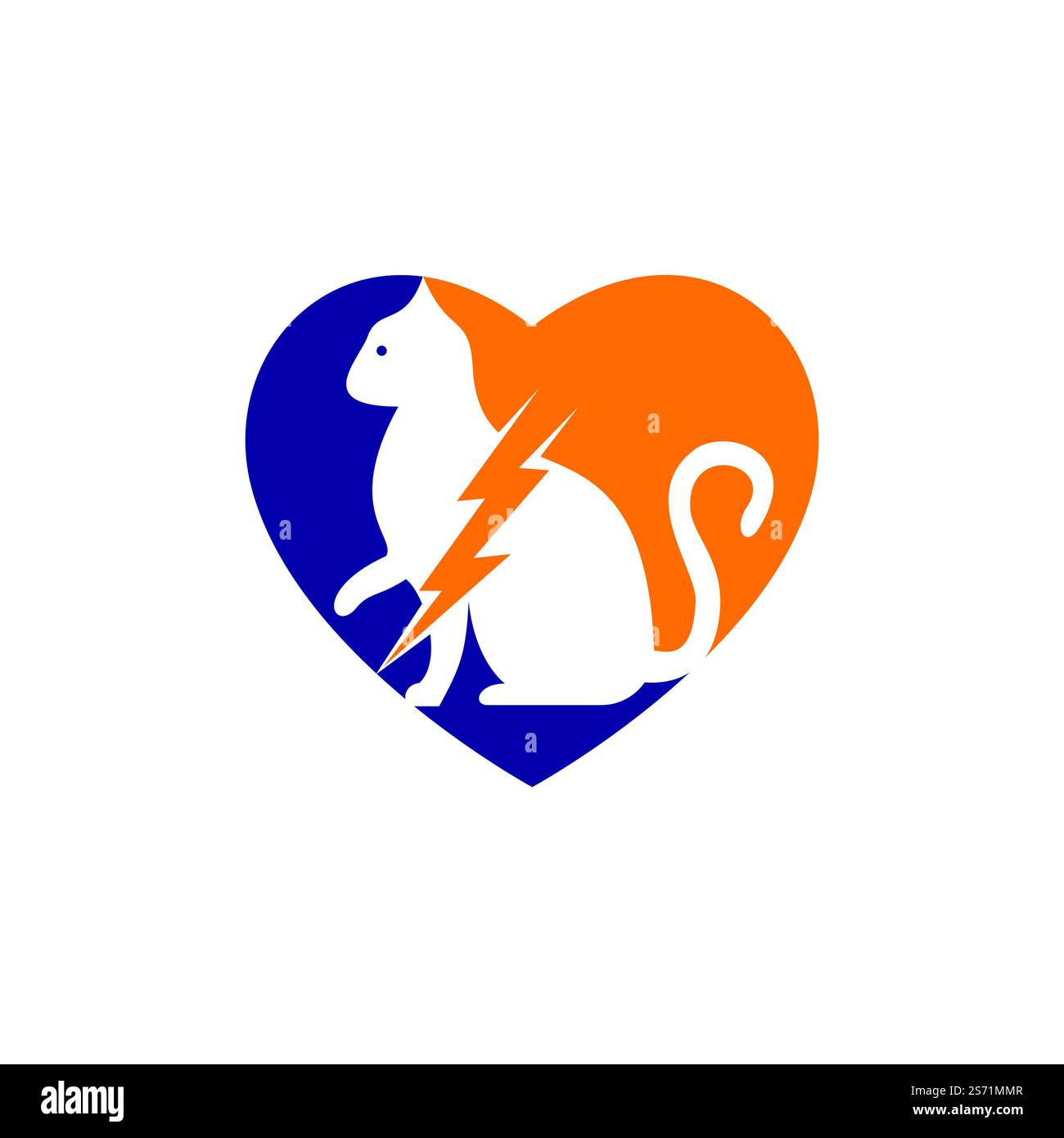 Flash cat vector logo design. Cat and thunderstorm with heart icon logo ...