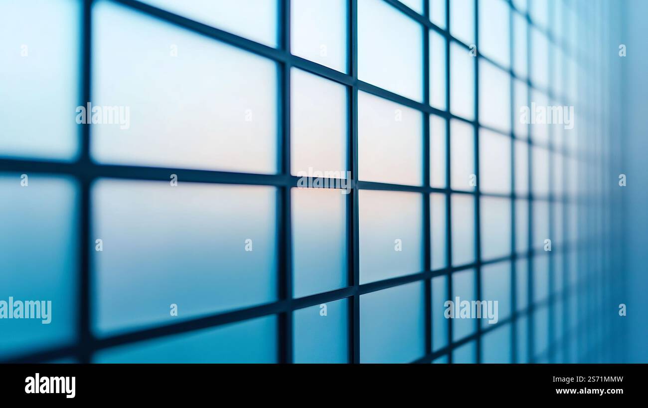 Frosted glass grid pattern with soft,diffused lighting effect creating ...