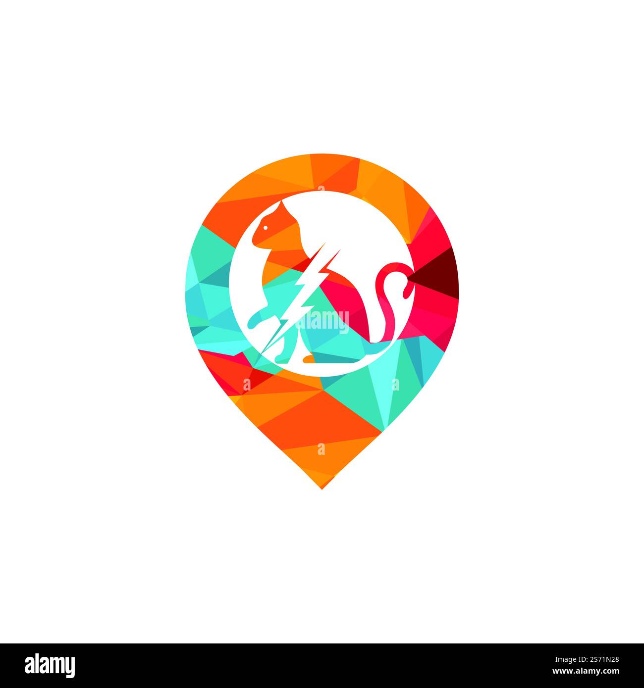 Flash cat vector logo design. Cat and thunderstorm with pin icon logo ...