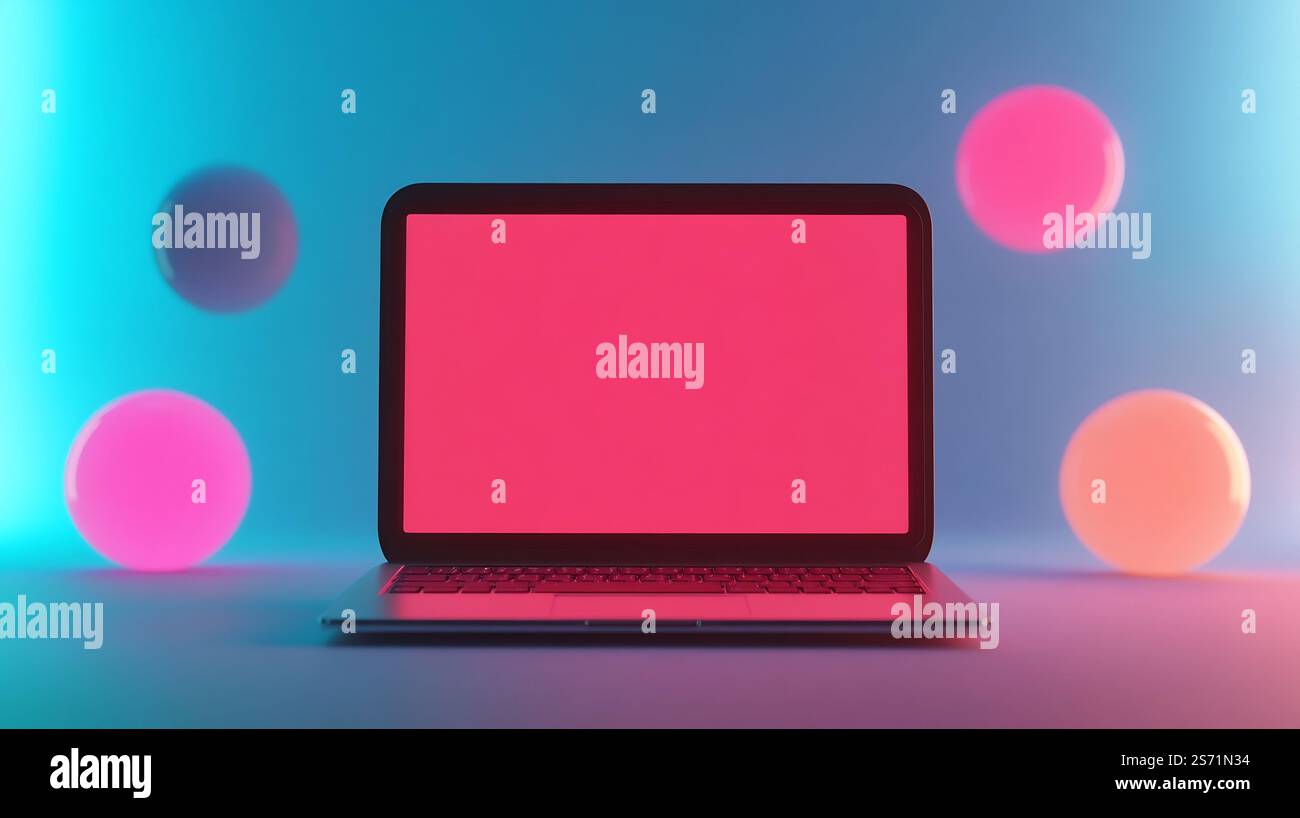 Simplified and abstract 3D of a laptop screen displaying colorful ...
