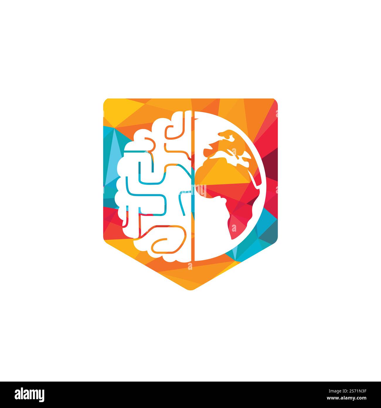 World brain vector logo template. Smart world logo symbol design Stock ...