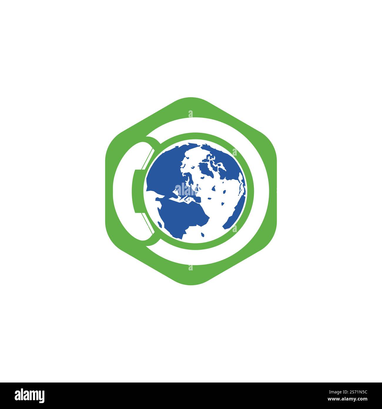 Globe with handset vector logo icon. Call and globe icon international ...