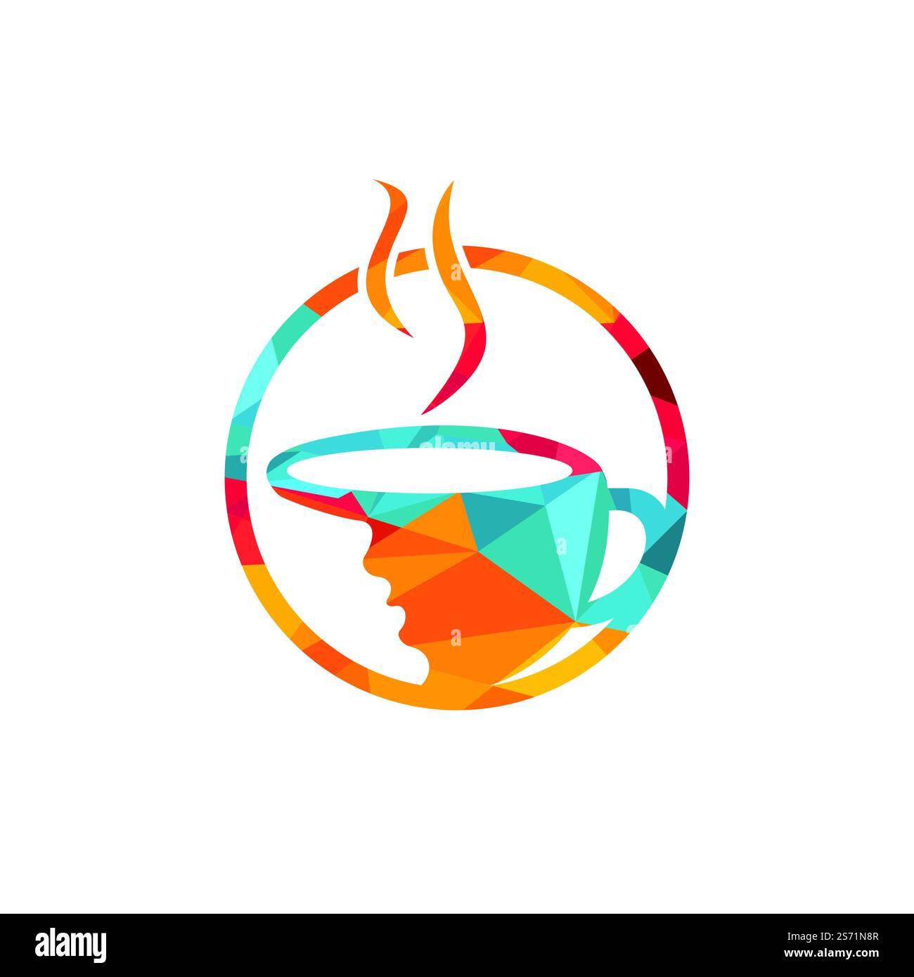Coffee cup with women face logo vector. Coffee shop logo design Stock ...