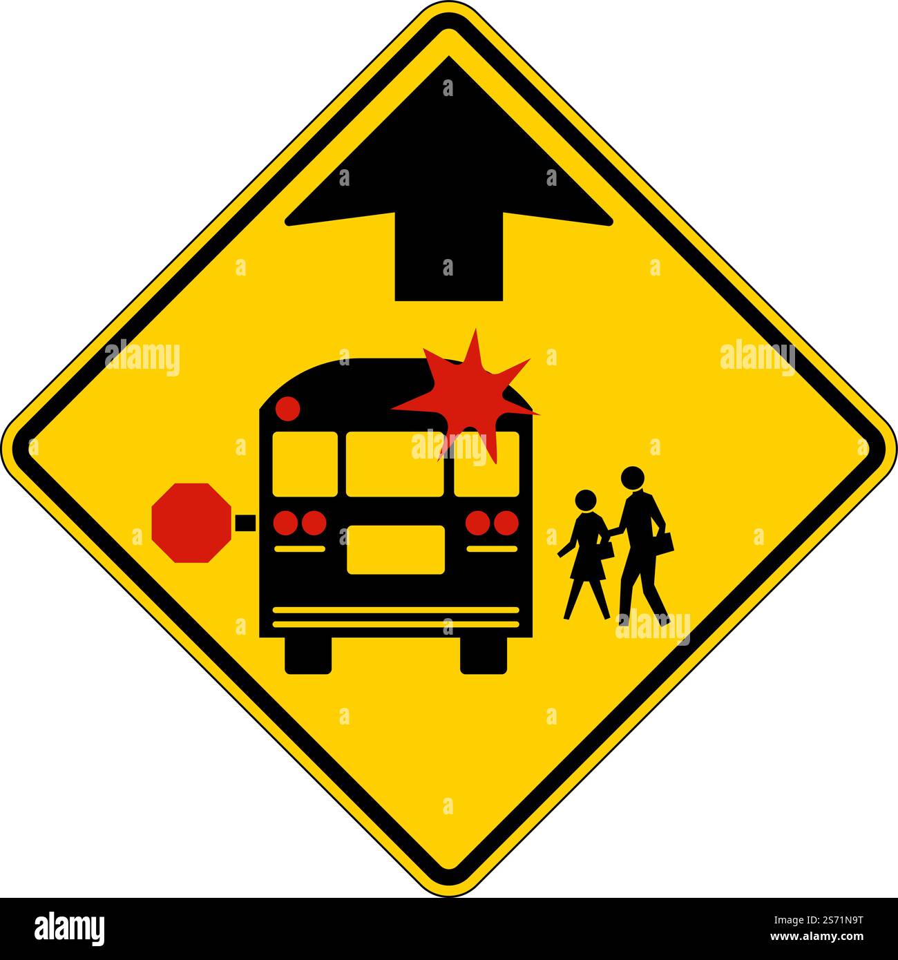 School Bus Stop Ahead Sign On White Background Stock Vector Image & Art ...