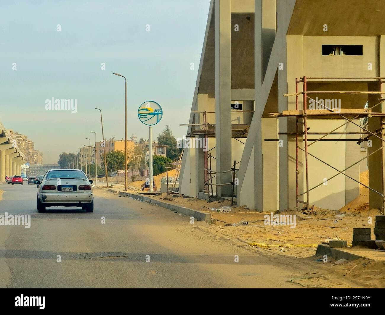 Cairo, Egypt, January 4 2025: East Nile Cairo monorail station sign ...