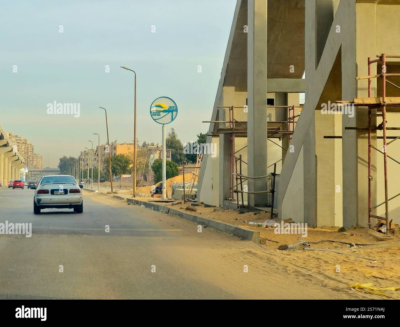 Cairo, Egypt, January 4 2025: East Nile Cairo monorail station sign ...