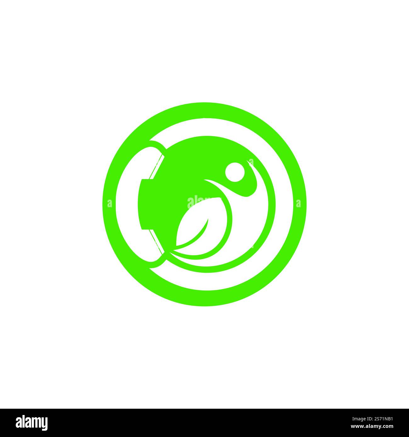 Health call vector logo design. Human and leaf with handset icon logo ...