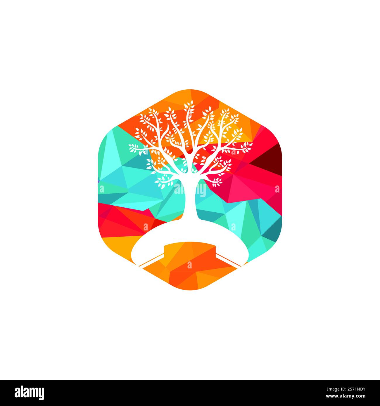 Nature call vector logo design. Handset tree icon design template Stock ...