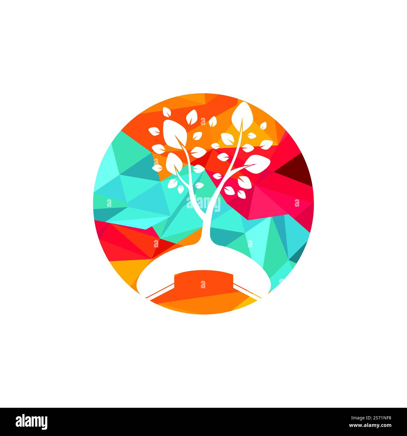 Nature call vector logo design. Handset tree icon design template Stock ...