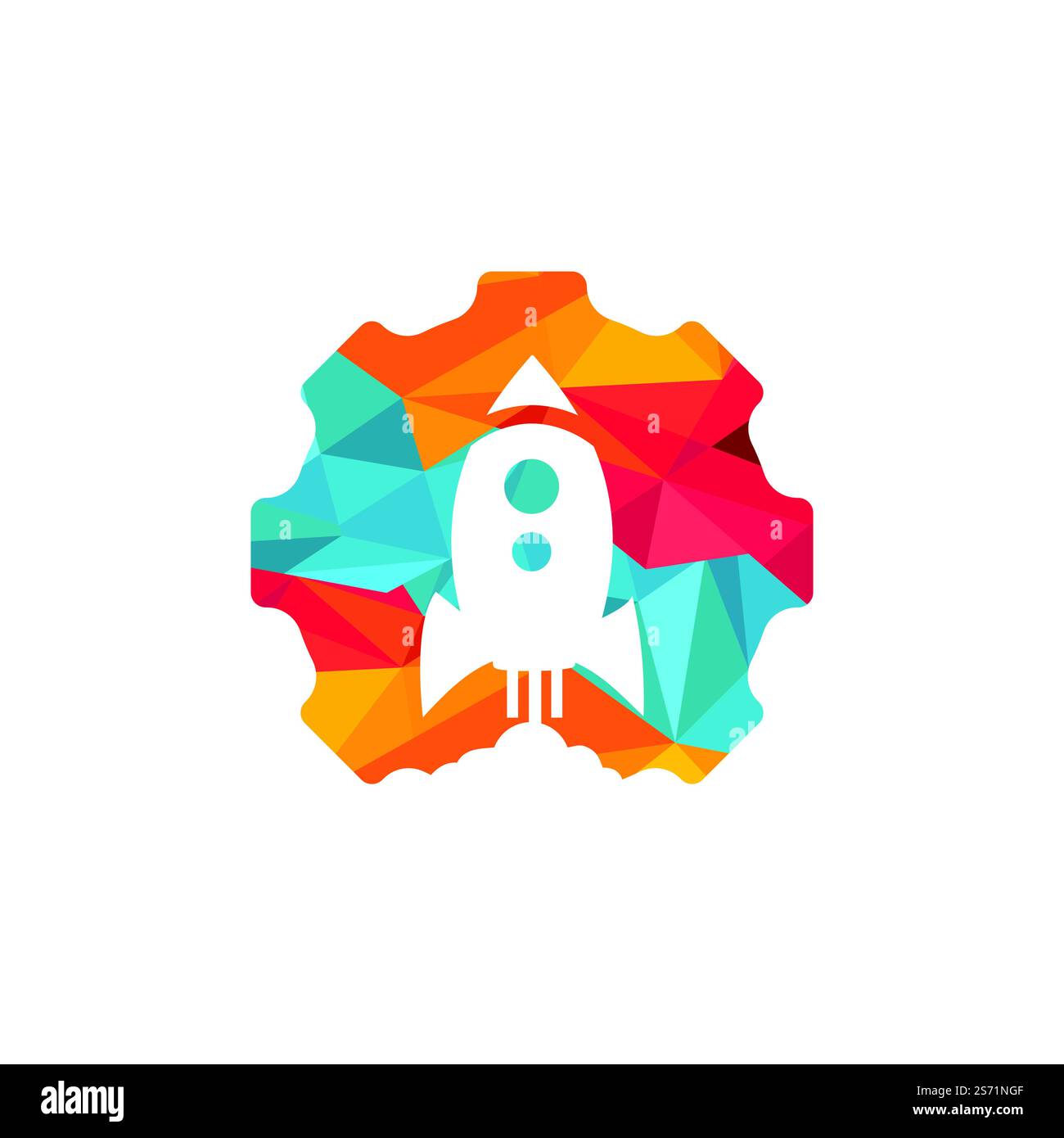Rocket Gear vector logo design template. Cog wheel and rocket launch logo design vector template ...