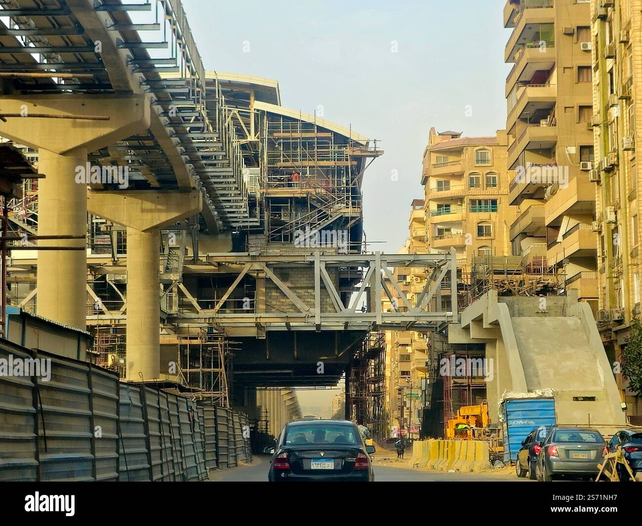 Cairo, Egypt, January 4 2025: monorail station site that is under construction, Cairo monorail ...