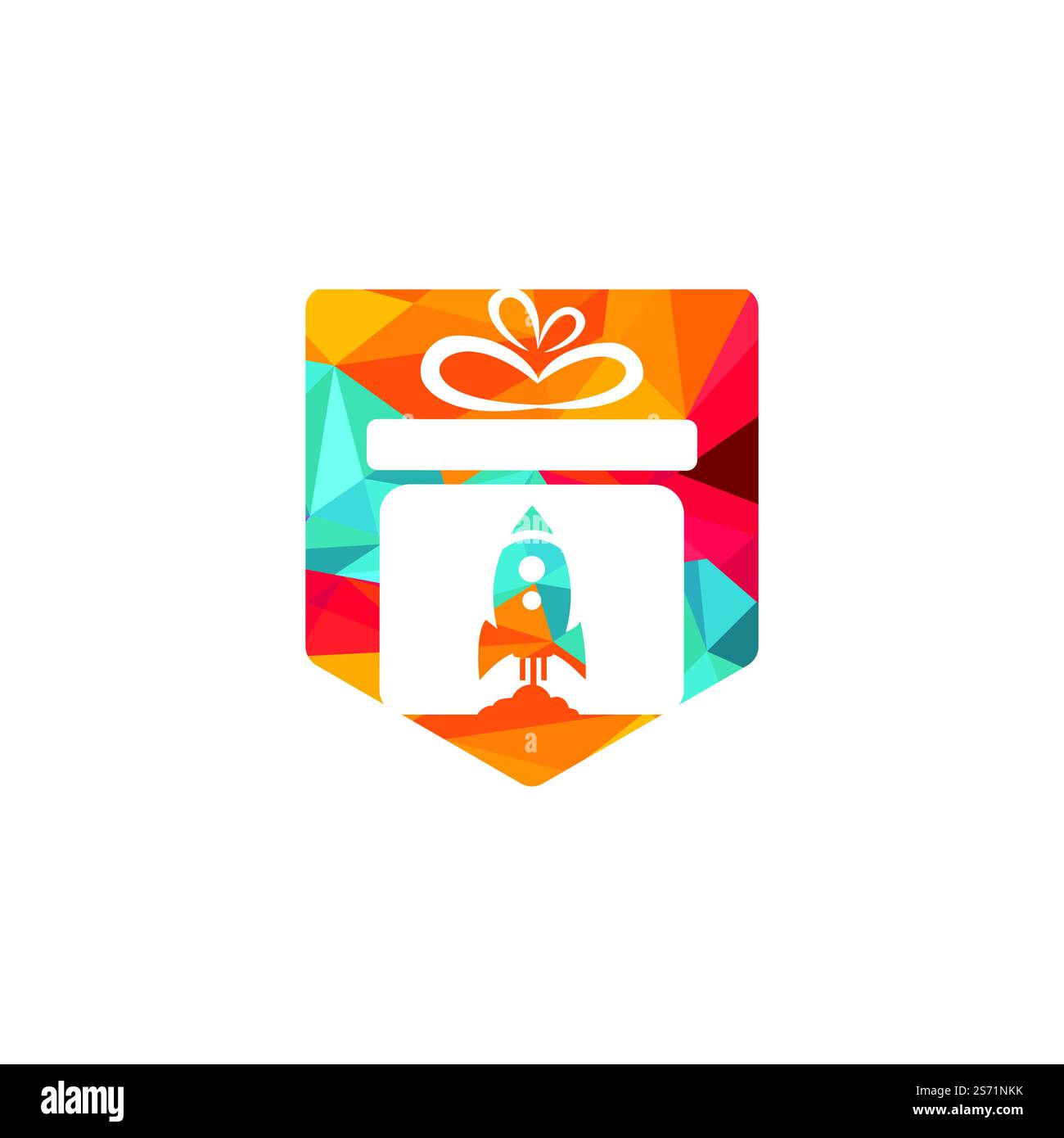 Gift Package with Rocket speed vector logo design. Unique delivery and ...