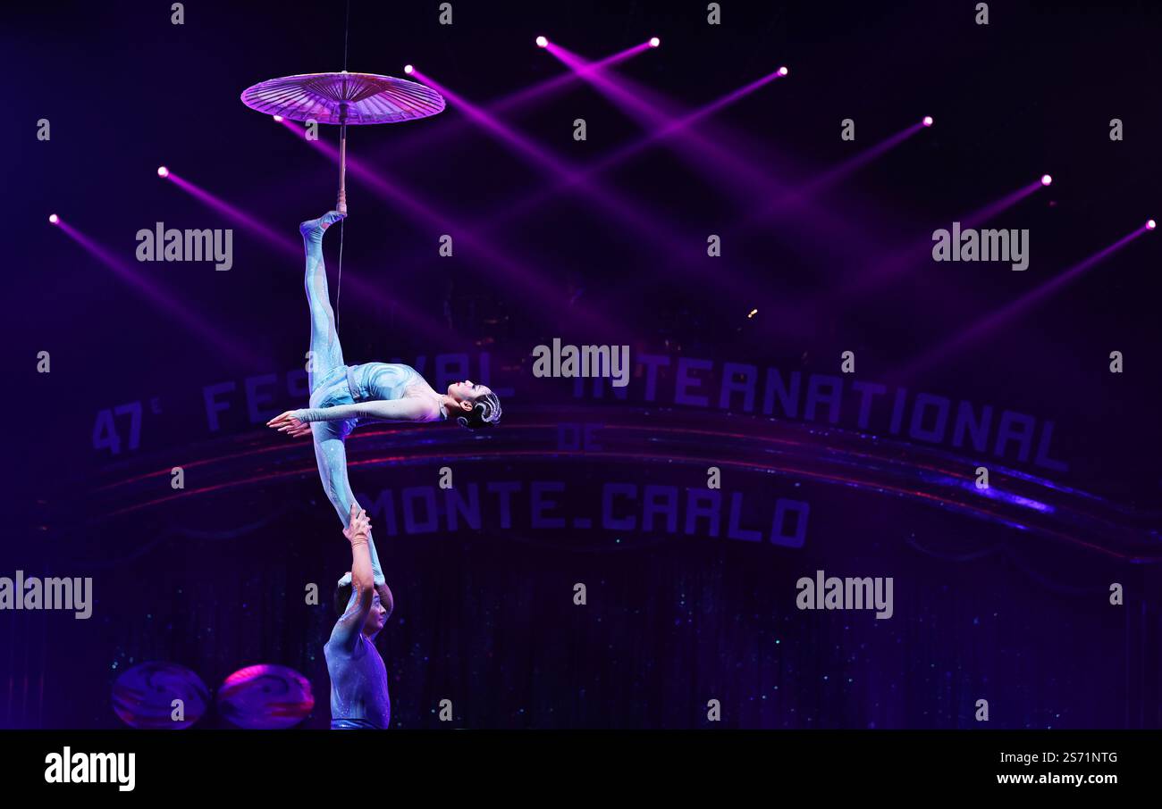 Monte Carlo. 17th Jan, 2025. Performers from the acrobatic troupe of ...