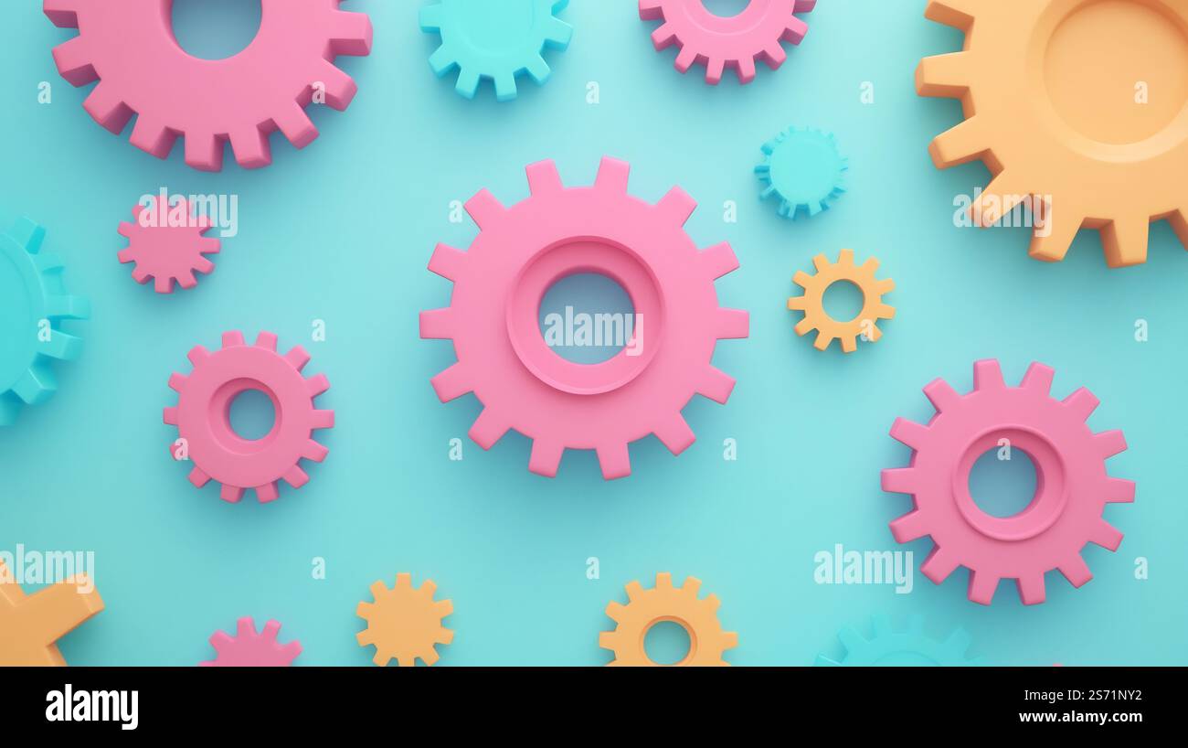 Interlocking gears in a minimalist,abstract design - a metaphor for the ...