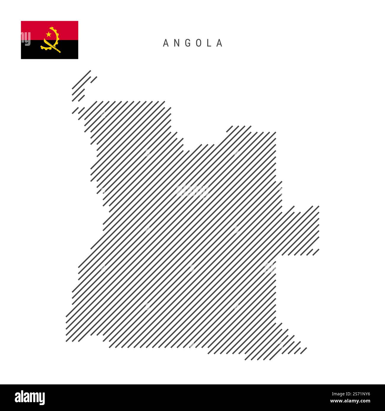 Angola map from pattern of black slanted parallel lines. Angolan map ...
