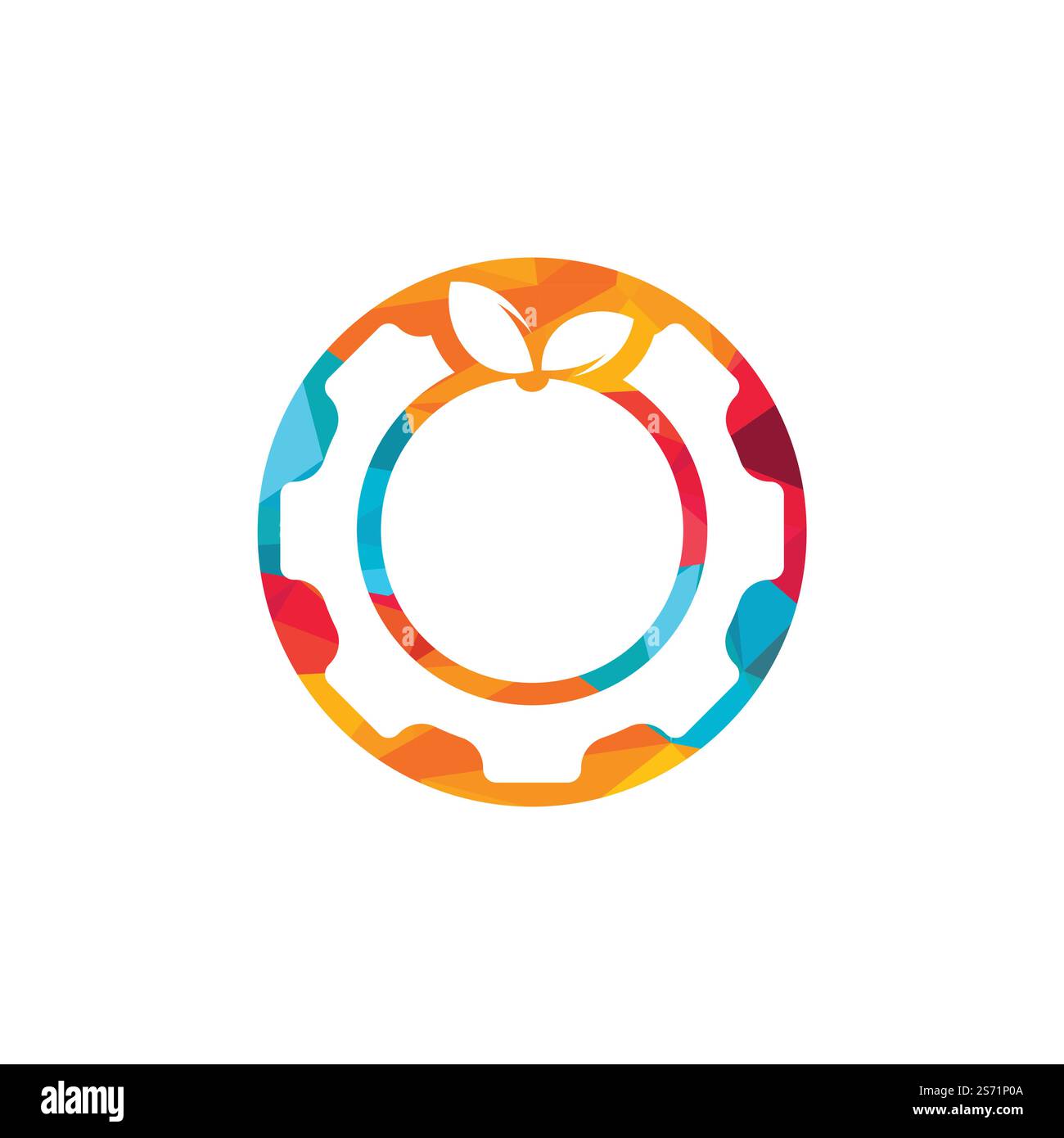 Gear with fresh orange logo design. Cog wheel and fruit vector icon ...