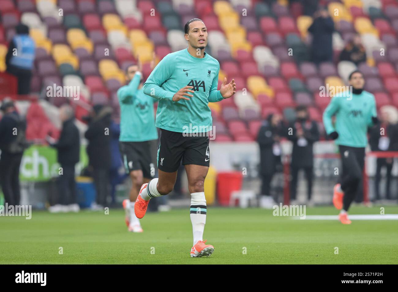 Virgil van Dijk of Liverpool in the pregame warmup session during the ...