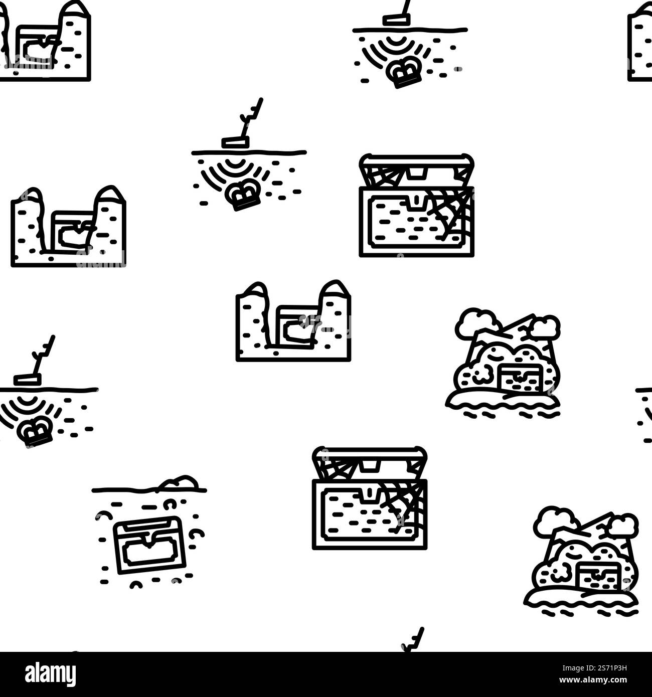 Treasure Precious And Antique vector seamless pattern thin line ...