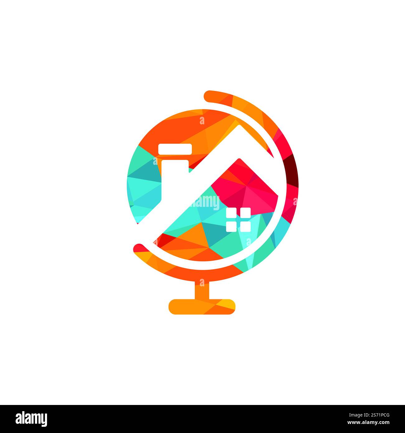 Global home vector logo design template. World house vector logo design ...