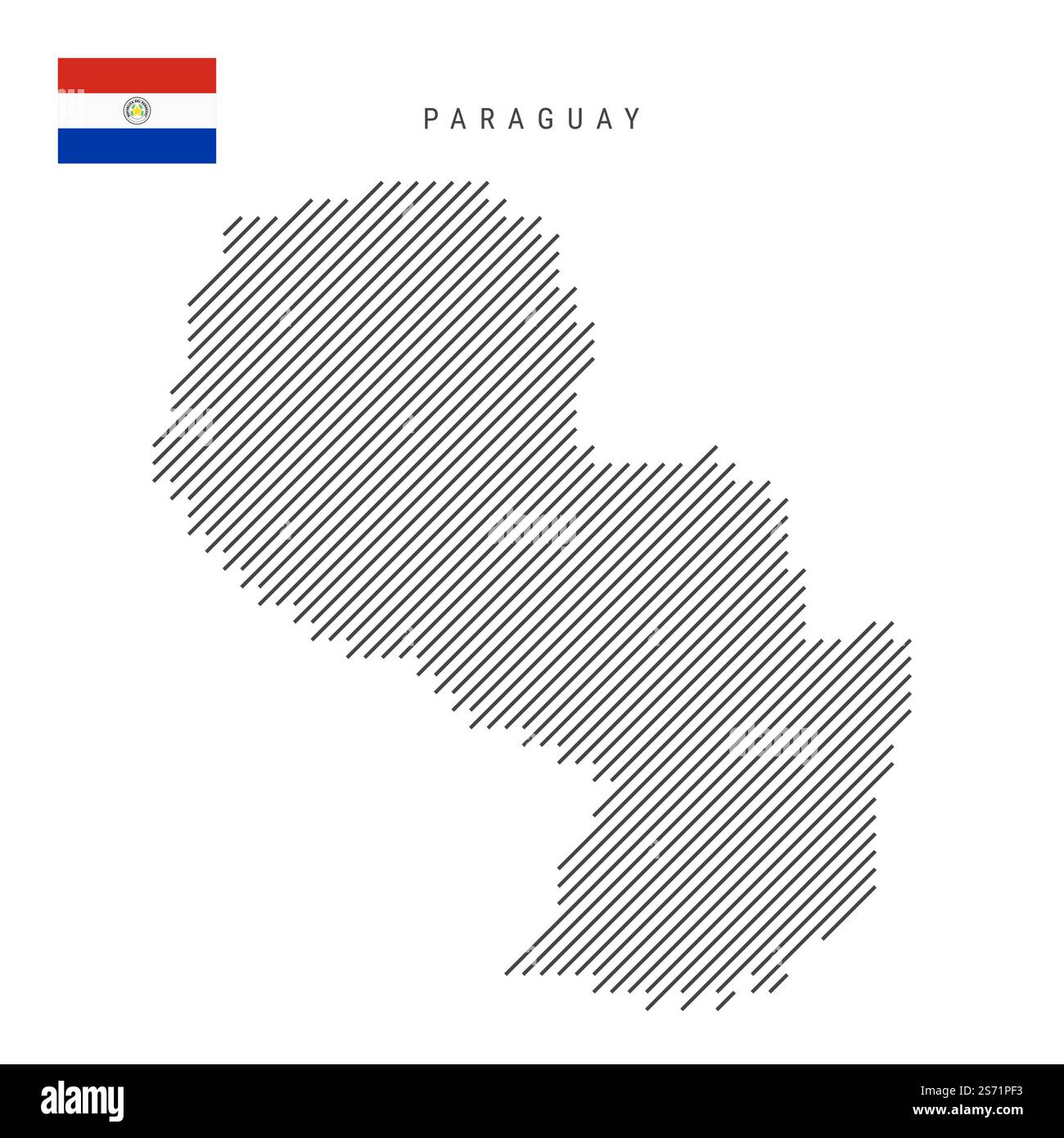 Paraguay map from pattern of black slanted parallel lines. Paraguayan ...