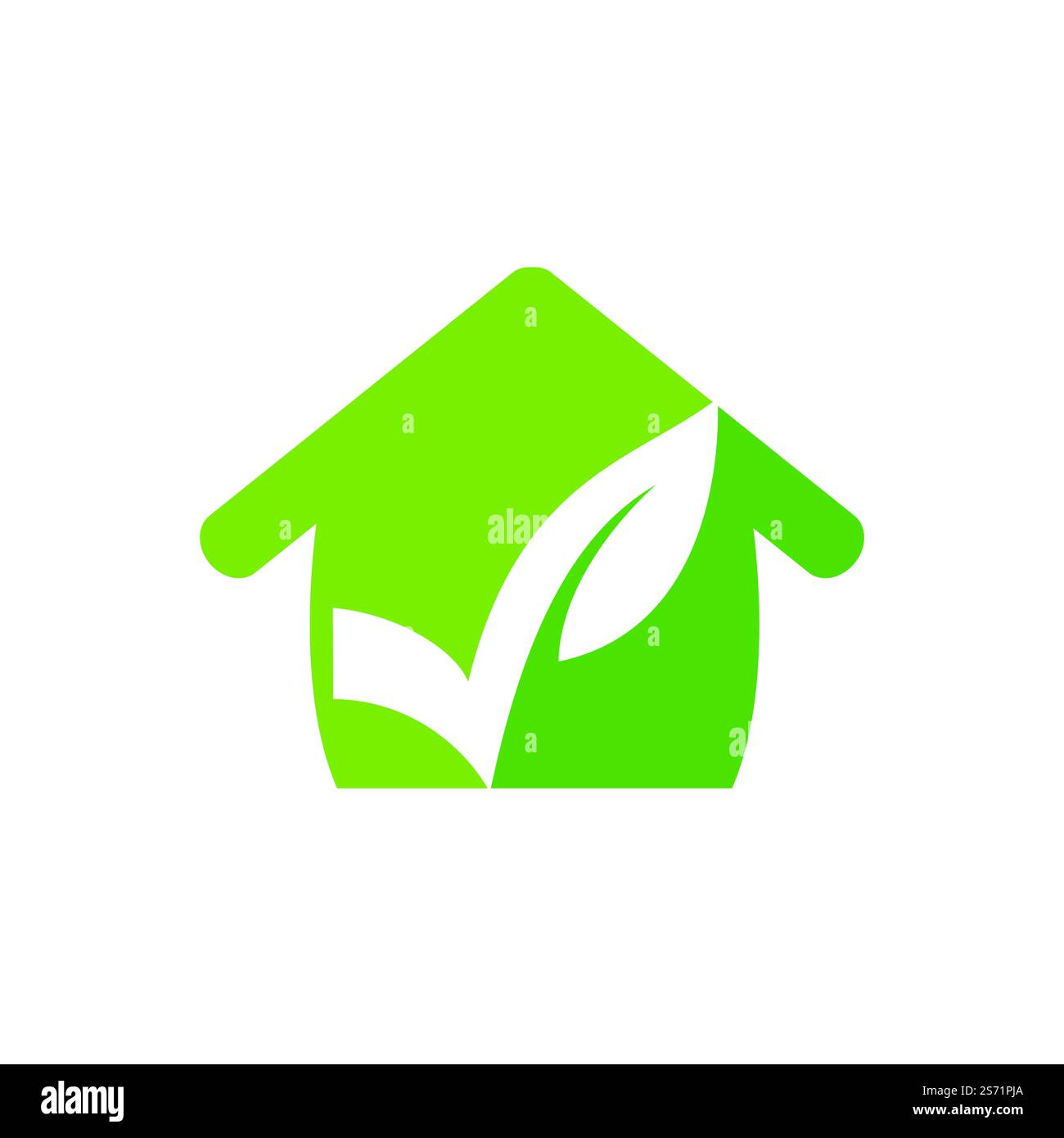 Organic check logo template illustration. Check leaf with home icon ...
