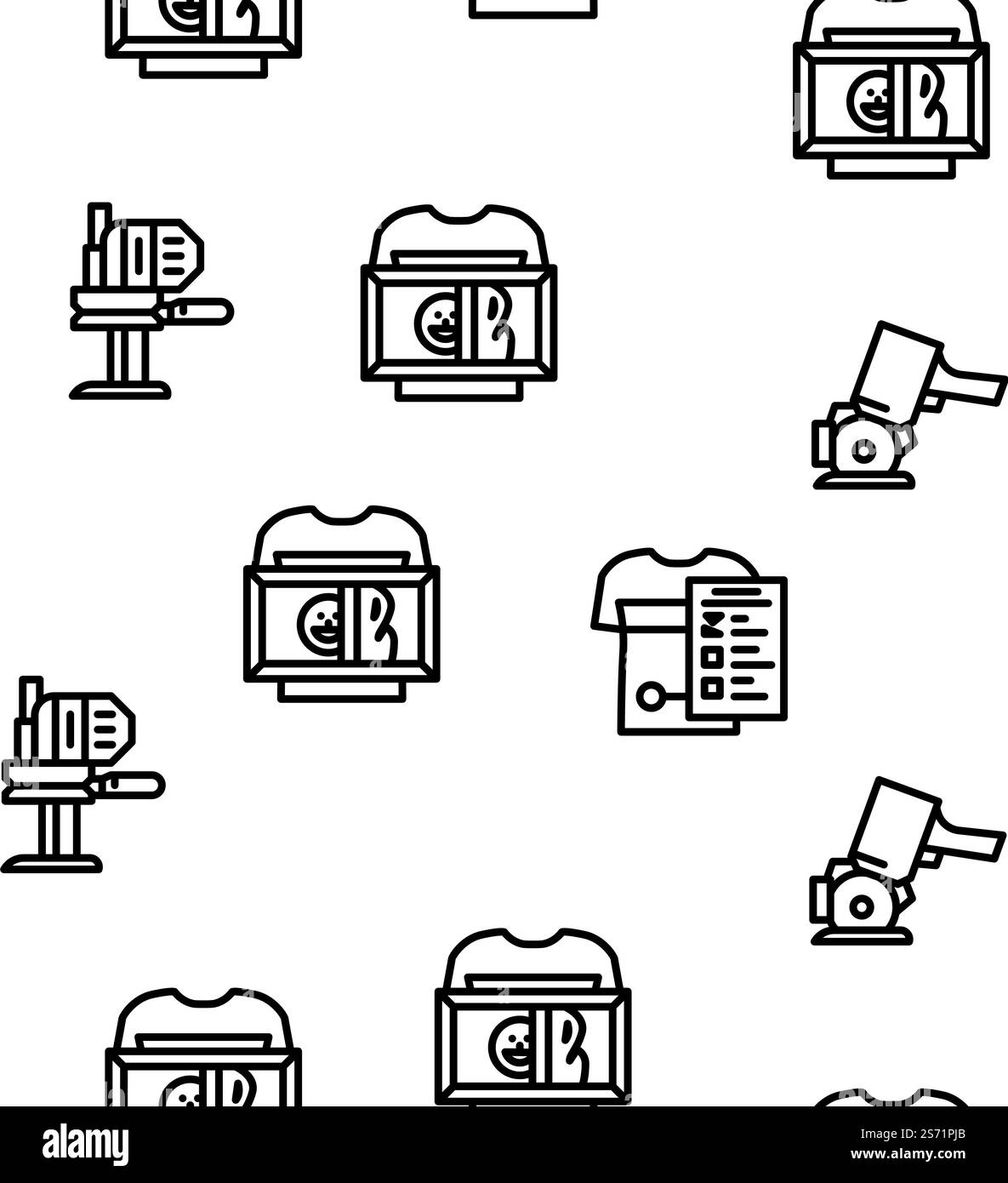 factory sewing sew machine vector seamless pattern thin line ...