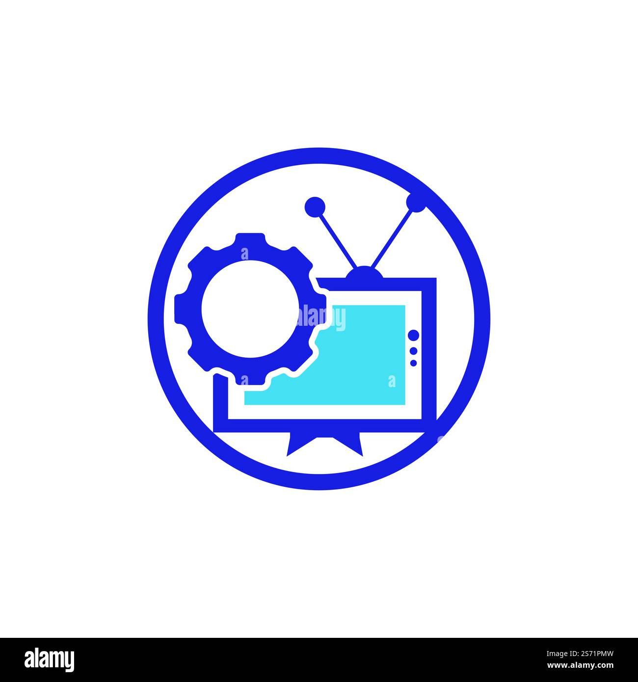 Television Gear vector logo design. TV repair logo. Television and ...