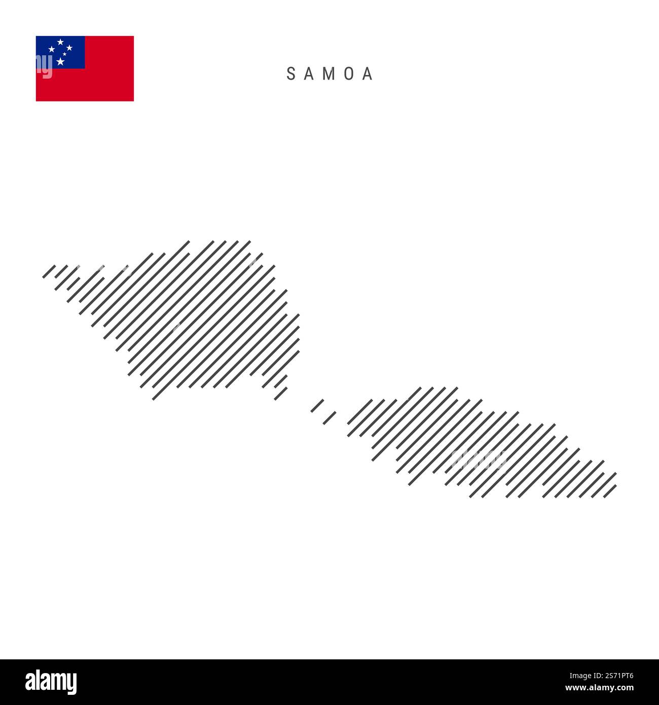 Samoa map from pattern of black slanted parallel lines. Samoan map with ...