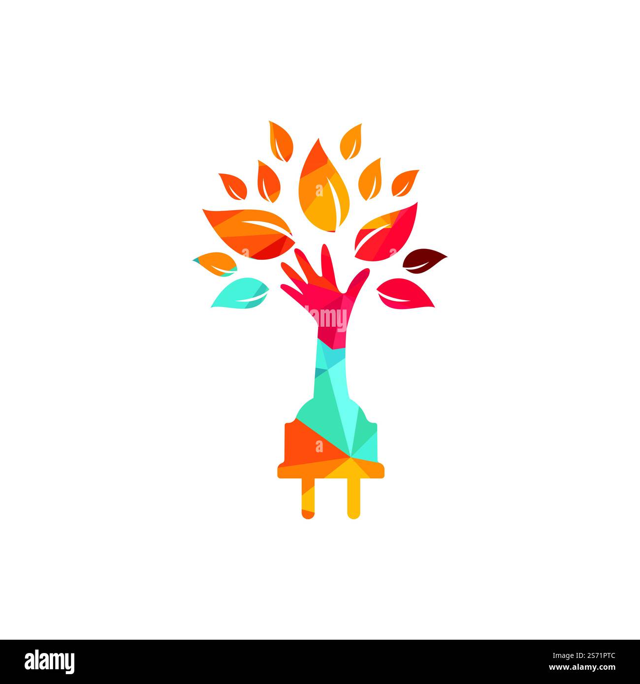 Electric cord and hand tree vector logo design Stock Vector Image & Art ...