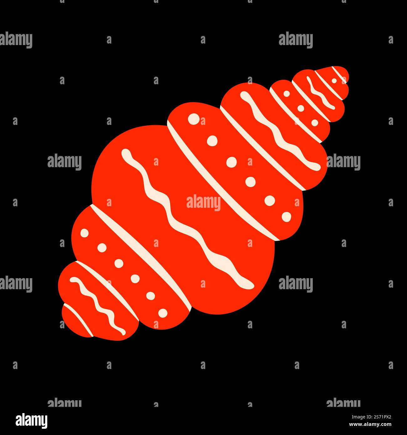 A bright red spiral seashell flat vector illustration Stock Vector ...