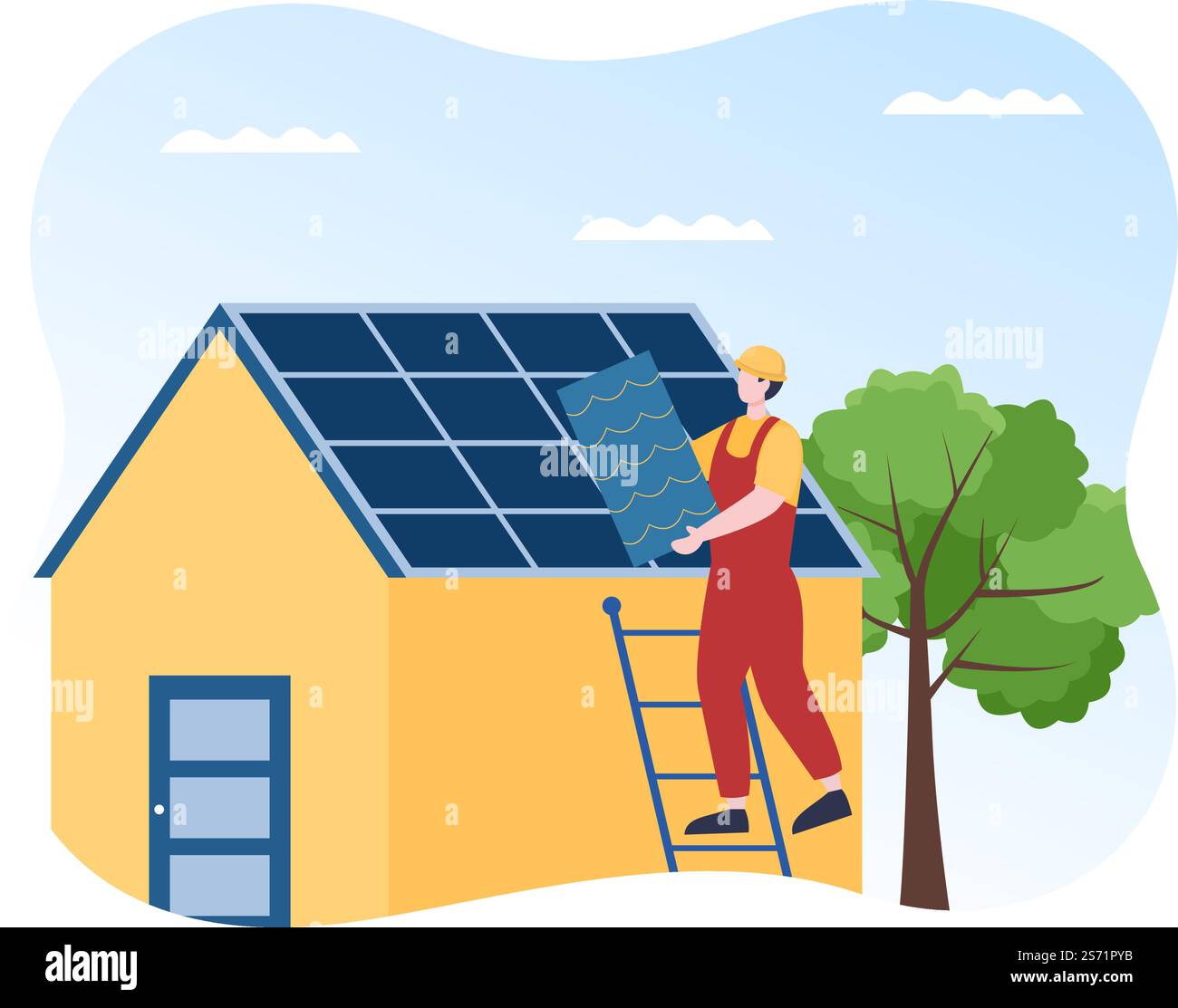 Roofing Construction Workers Template Hand Drawn Cartoon Flat ...
