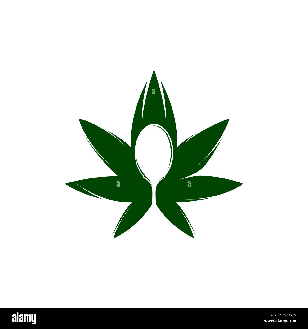 Cannabis food with spoon vector logo design. Green marijuana leaf with ...