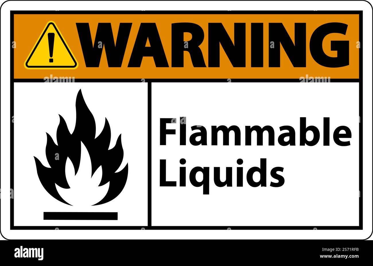 Warning Flammable Liquids Sign On White Background Stock Vector Image ...