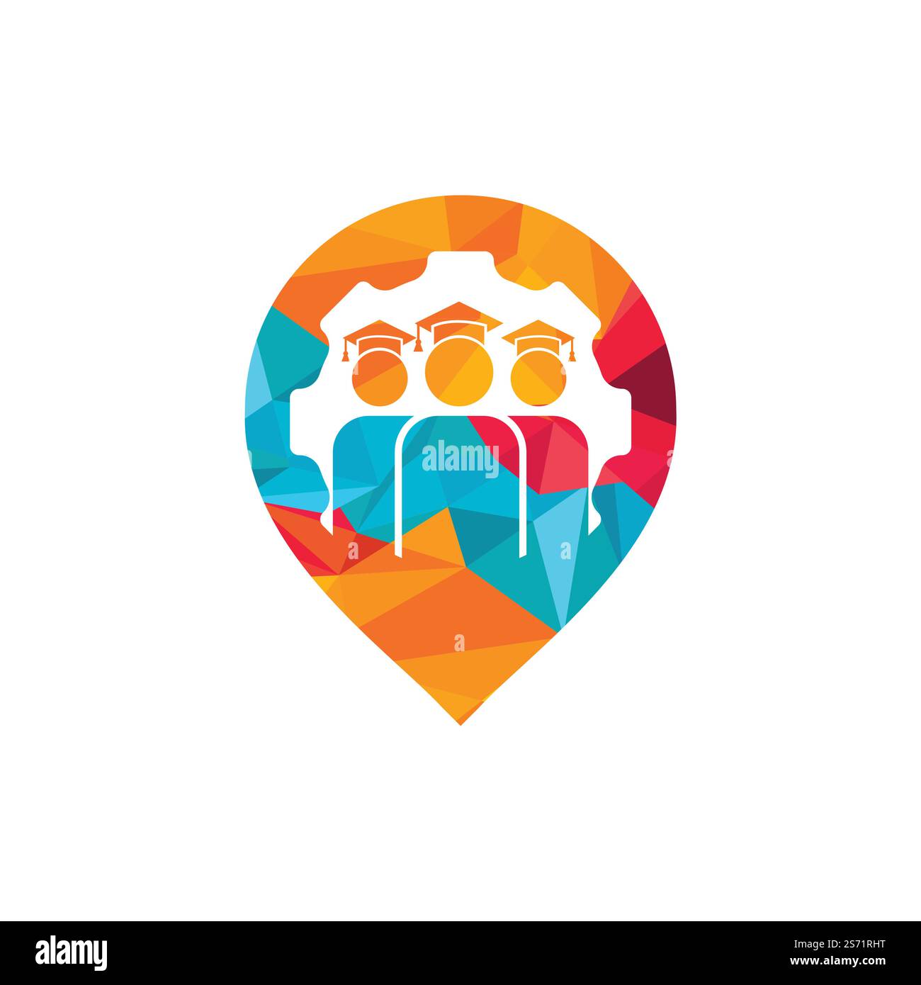 Engineer student point vector logo template. Students gear with pin ...