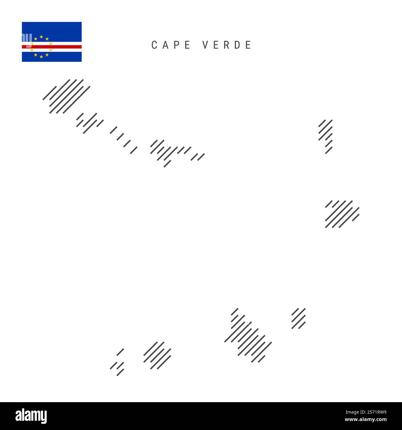 Cape Verde map from pattern of black slanted parallel lines. Cabo Verde ...